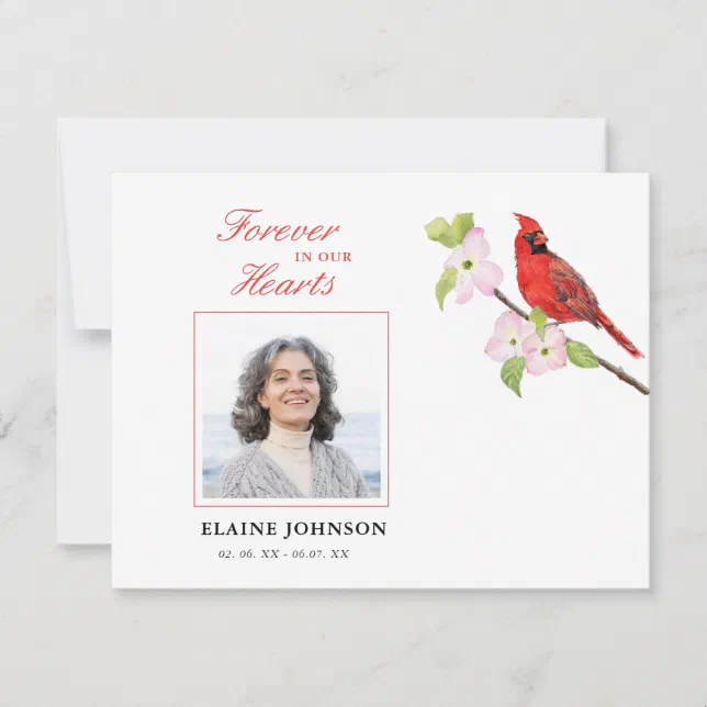 Cardinal Sympathy Funeral Photo Thank You Card | Zazzle