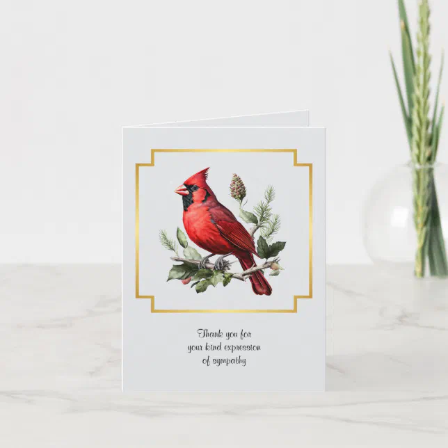 Cardinal Sympathy Thank You Folded Note Card | Zazzle