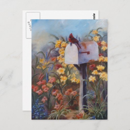 Cardinal Waiting For the Mail Postcard | Zazzle