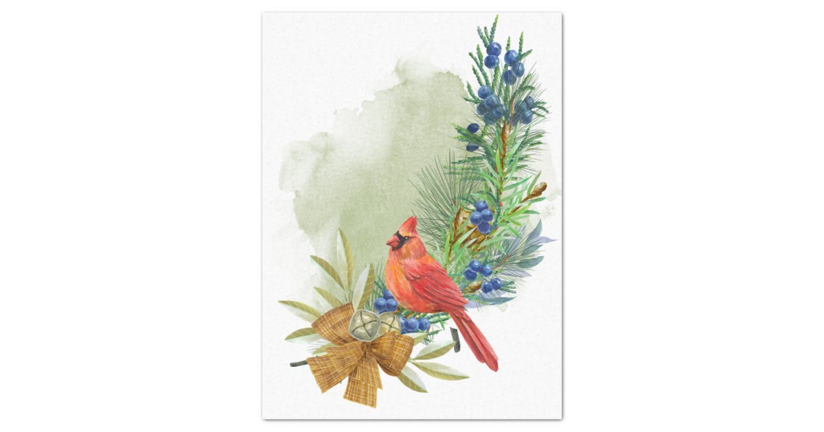 Cardinal Watercolor Tissue Paper | Zazzle