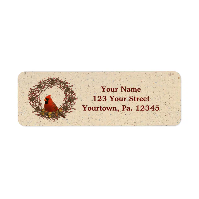 Cardinal Wreath Address Label | Zazzle