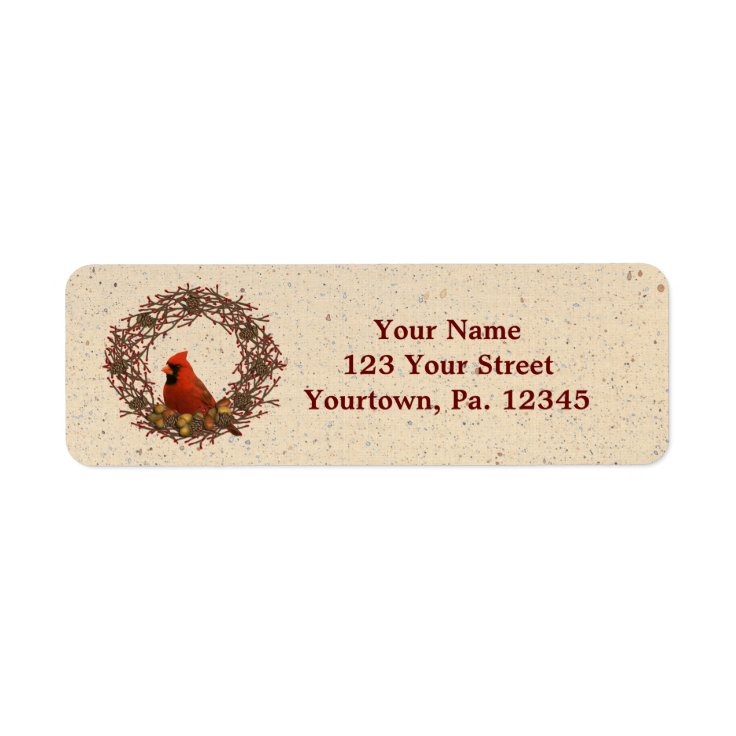 Cardinal Wreath Address Label | Zazzle