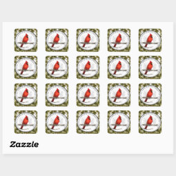 Cardinals Appear When Angels Are Near Evergreen Square Sticker | Zazzle