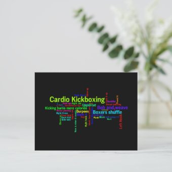Cardio Kickboxing Word Cloud Postcard | Zazzle