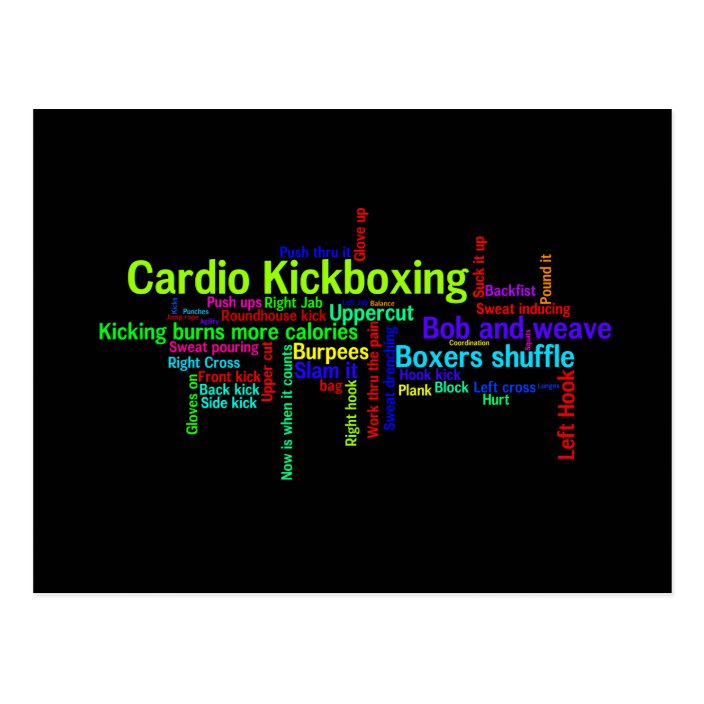 Cardio Kickboxing Word Cloud Postcard | Zazzle.com