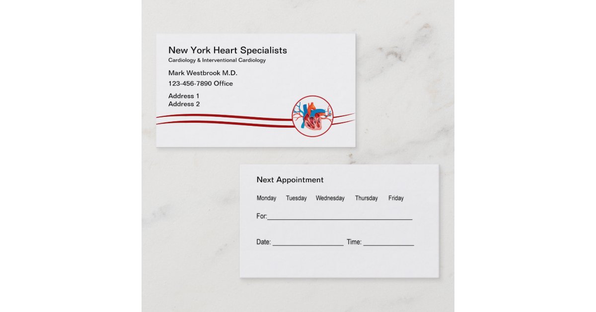 Cardiologist Appointment Medical Center Business Card | Zazzle