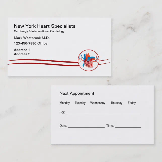 Cardiologist Appointment Medical Center Business Card | Zazzle