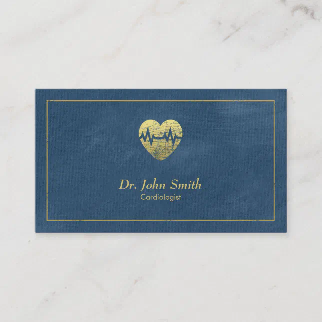 Cardiologist, Blue Canvas Golden Frame & Heart Appointment Card | Zazzle