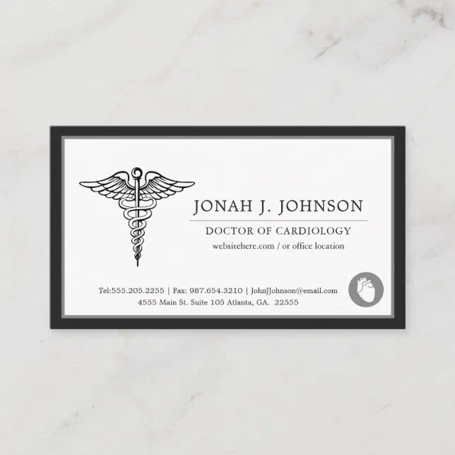Cardiologist | Minimalist Black Border Business Card | Zazzle