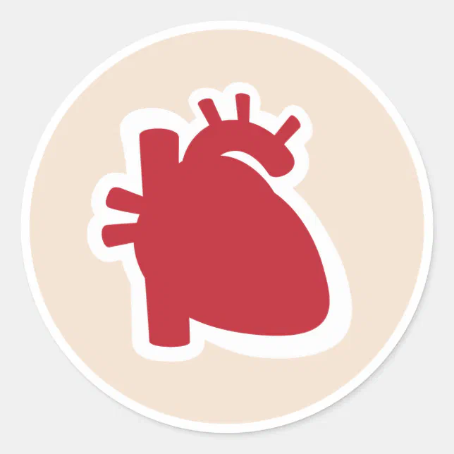 Cardiologist or cardiology red human heart logo classic round sticker ...