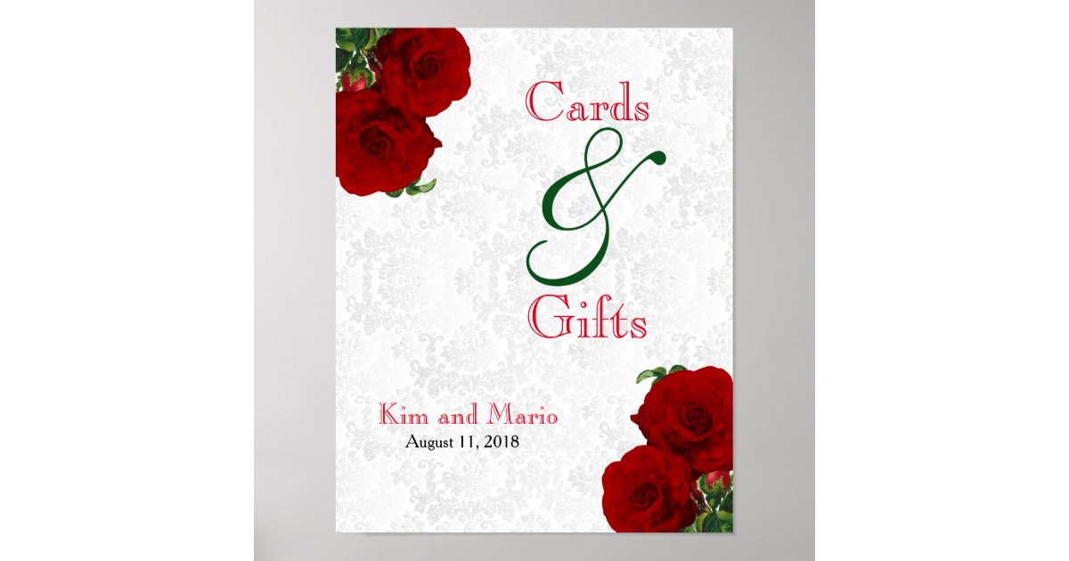 Cards and Gifts - Deep Red Rose Wedding Poster | Zazzle