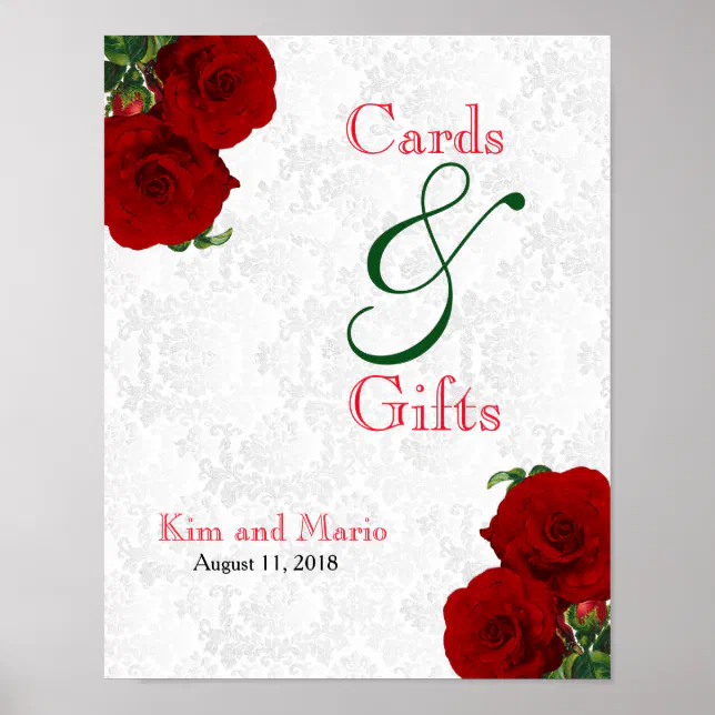 Cards and Gifts - Deep Red Rose Wedding Poster | Zazzle