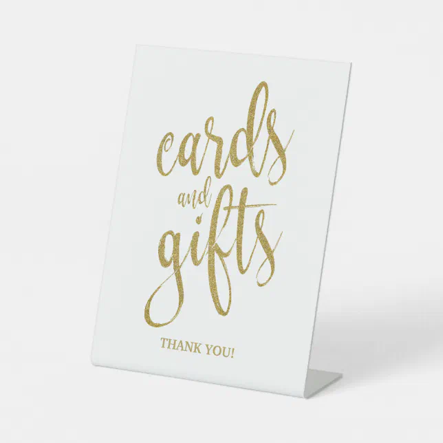 Cards and Gifts Gold Glitter Wedding Sign | Zazzle