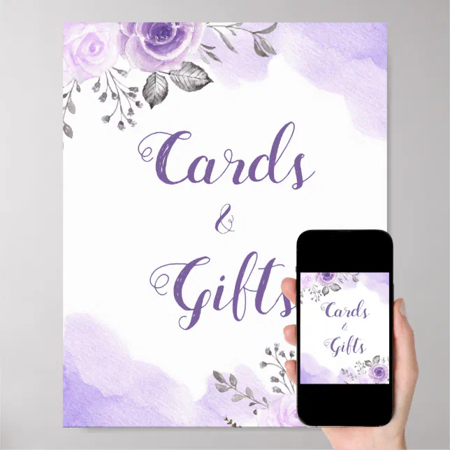 Cards and Gifts Pastel Purple Floral Wedding Sign | Zazzle