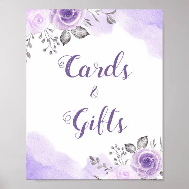 Cards and Gifts Pastel Purple Floral Wedding Sign | Zazzle
