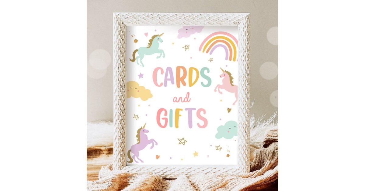 Cards and Gifts Pastel Rainbow Girl Birthday Party Poster | Zazzle