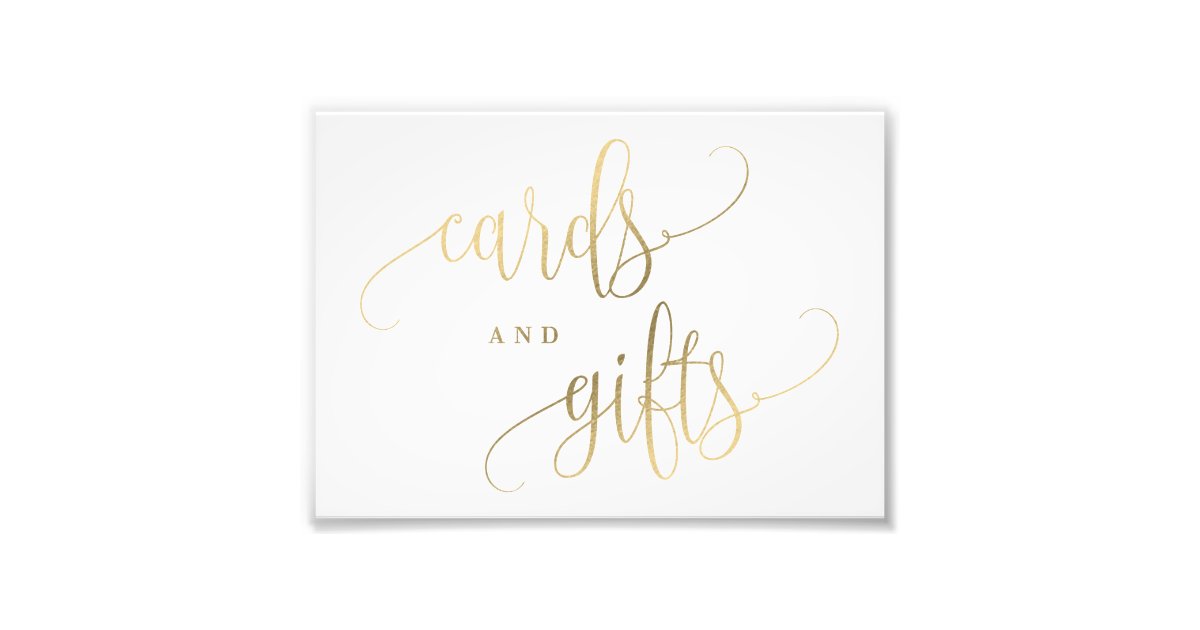 Cards and Gifts Sign Choose Your Size Faux Gold | Zazzle