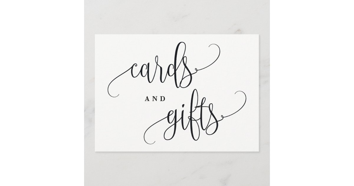Cards And Gifts Sign - Lovely Calligraphy | Zazzle.com