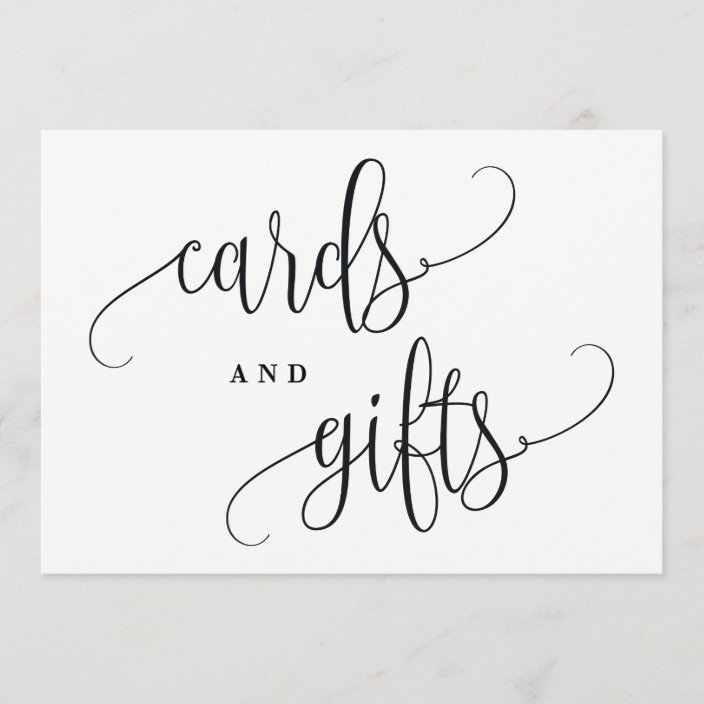 Cards And Gifts Sign - Lovely Calligraphy | Zazzle.com