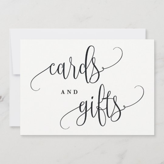 Cards And Gifts Sign - Lovely Calligraphy | Zazzle.com