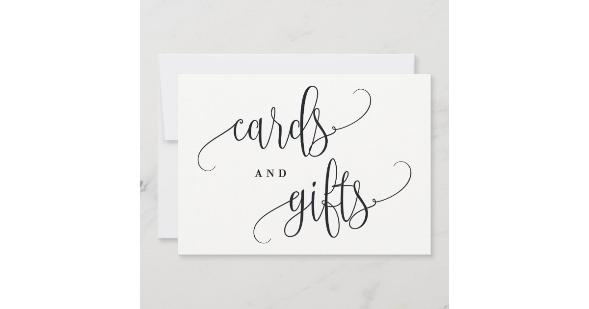 Cards And Gifts Sign - Lovely Calligraphy | Zazzle