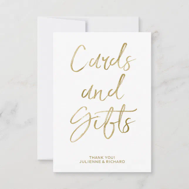 Cards and Gifts Sign | Stylish Gold Hand Lettered | Zazzle