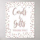 Cards & Gifts Party Sign Rose Gold Glitter | Zazzle