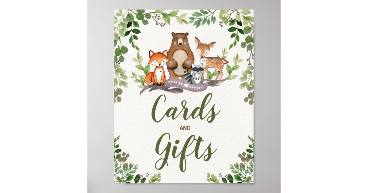 Cards & Gifts Woodland Forest Baby Shower Party Poster | Zazzle