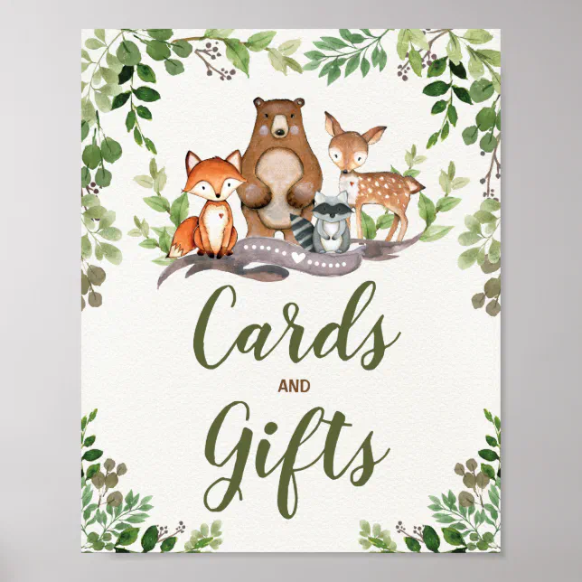 Cards & Gifts Woodland Forest Baby Shower Party Poster | Zazzle