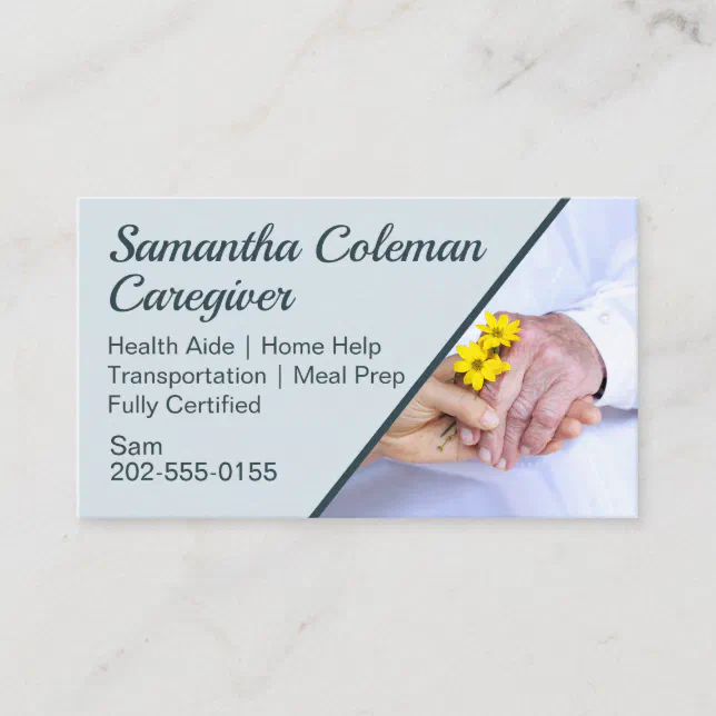 Caregiver Elderly Home Aide Business Card | Zazzle