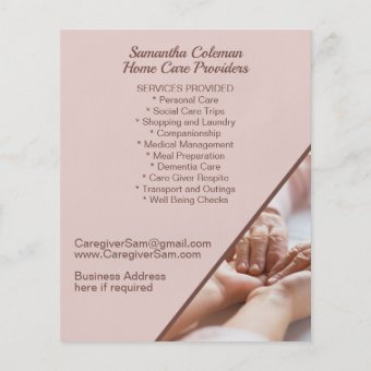 Caregiver Home Care Promotional Business Flyer | Zazzle
