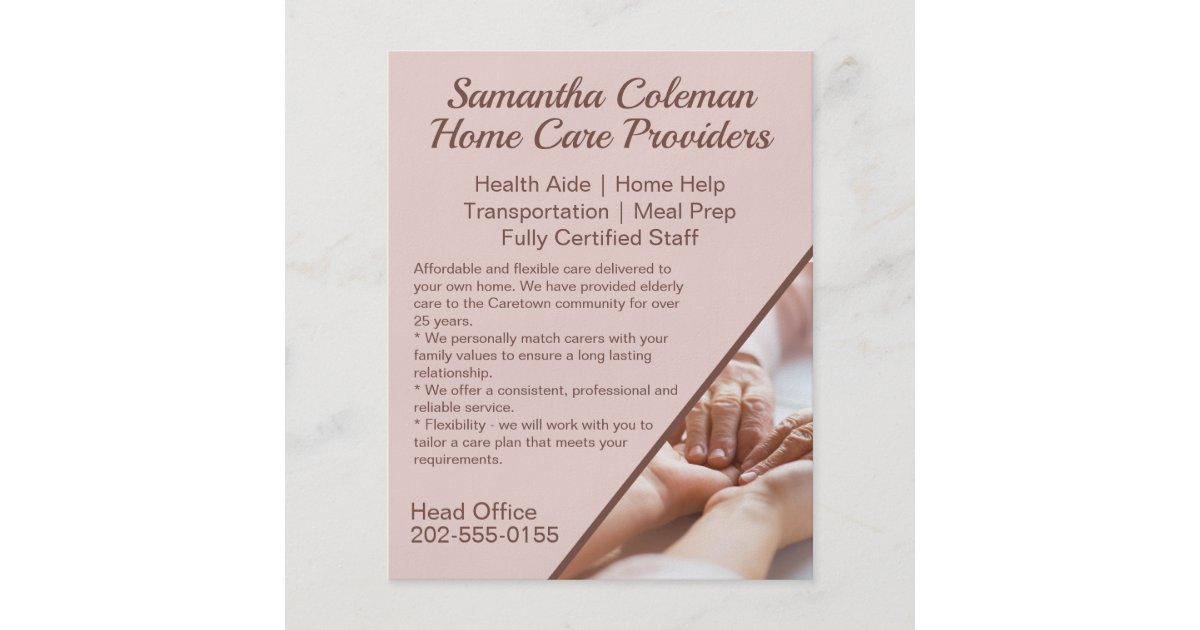 Caregiver Home Care Promotional Business Flyer | Zazzle
