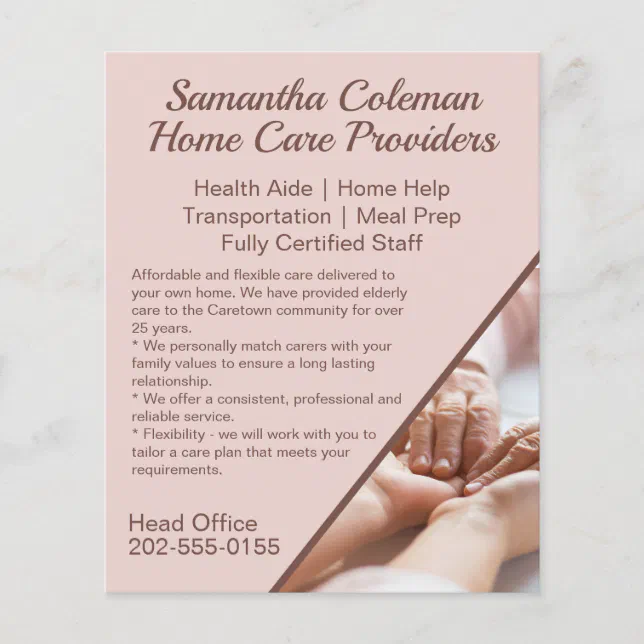 Caregiver Home Care Promotional Business Flyer | Zazzle