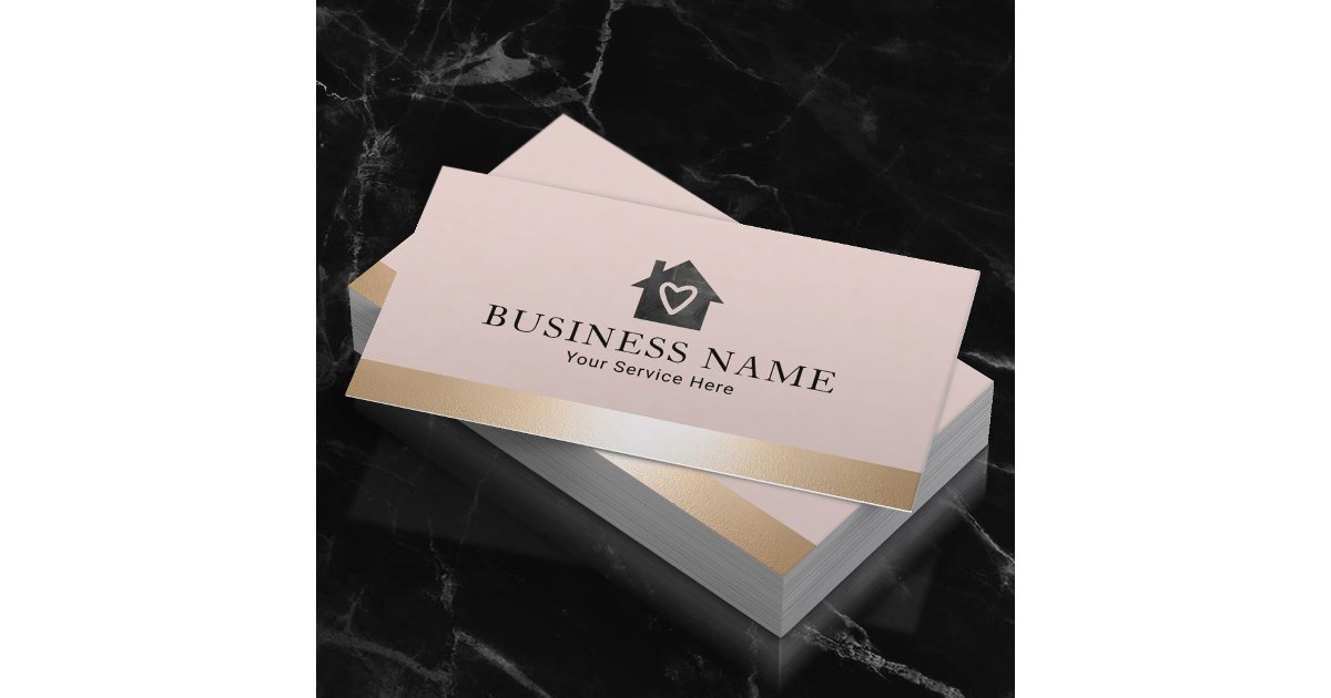 Caregiver Home Health Aide Modern Gold Border Business Card | Zazzle