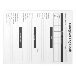 Caregiver Log, Caregiving, Aging Parents Notepad | Zazzle