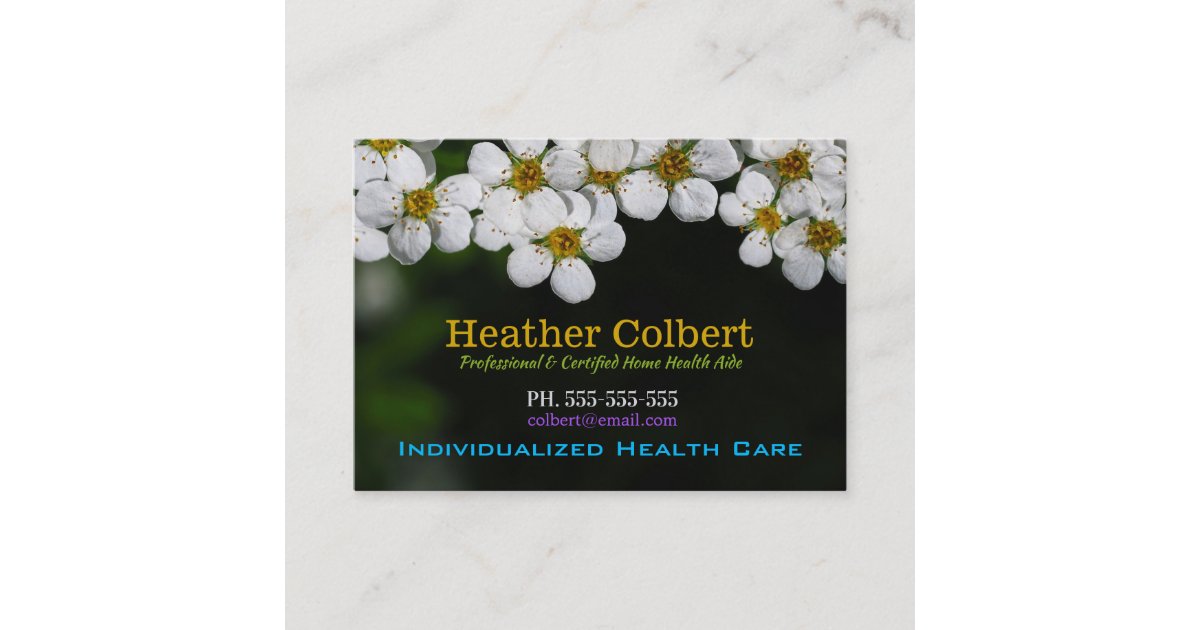 Caregiver White Petal Helper Business Card | Zazzle