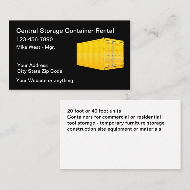 Cargo Container Storage Services Business Card | Zazzle