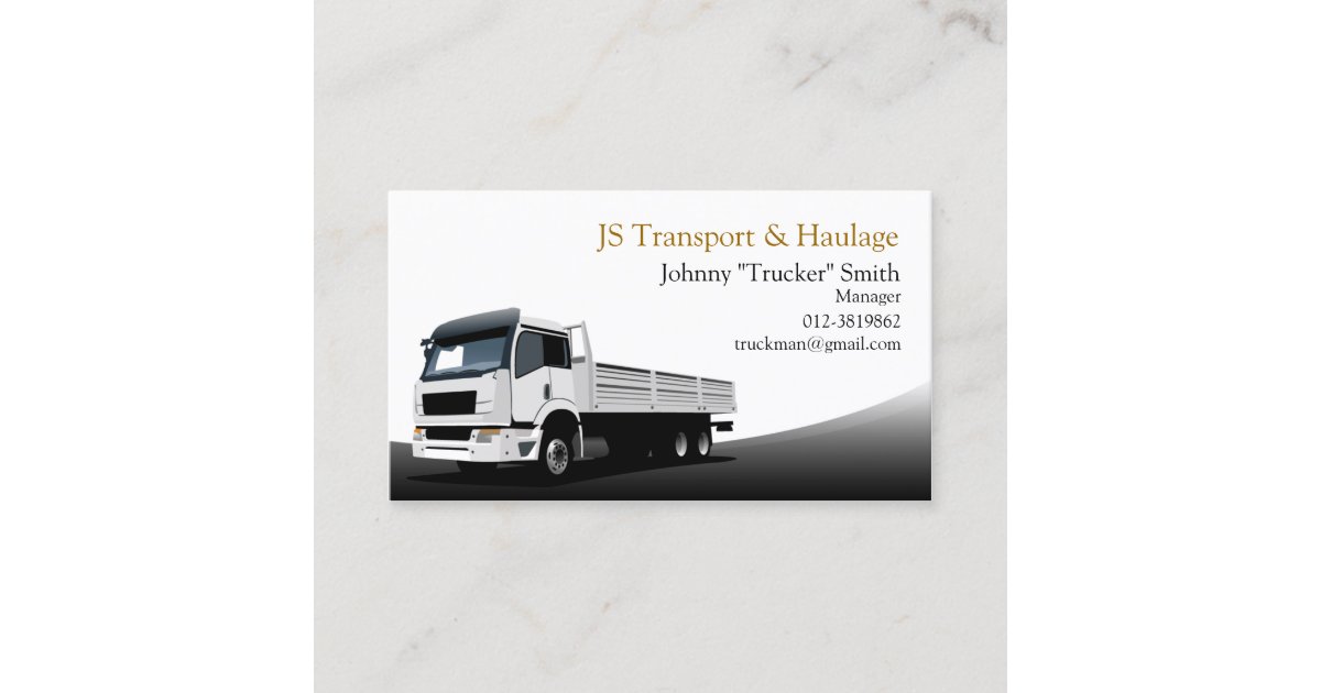 Cargo Truck Haulage Black Business Card | Zazzle