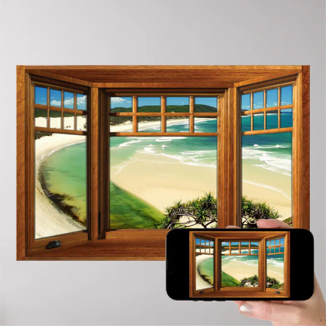 Caribbean Beach Fake Window Illusion Poster | Zazzle