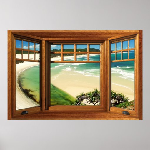 Caribbean Beach Fake Window Illusion Poster | Zazzle