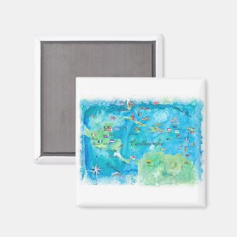Caribbean Cruise Travel Poster Map Antilles West Magnet | Zazzle