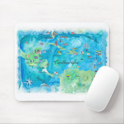 Caribbean Cruise Travel Poster Map Antilles West Mouse Pad | Zazzle