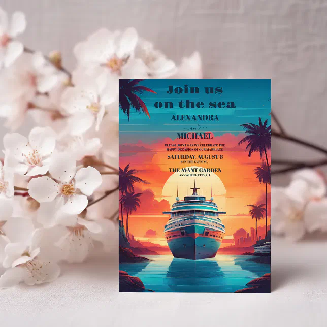 Caribbean seaside shore scenic tropics wedding invitation | Zazzle