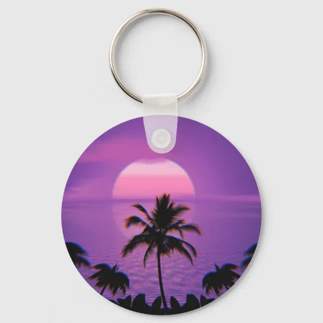 Caribbean Sunset Vaporwave Aesthetic Retro 80s 90s Keychain | Zazzle