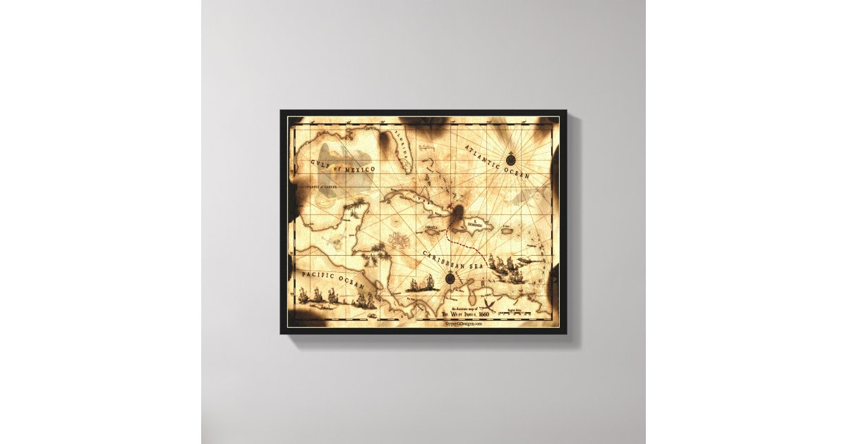 Caribbean Treasure Map Canvas Print | Zazzle