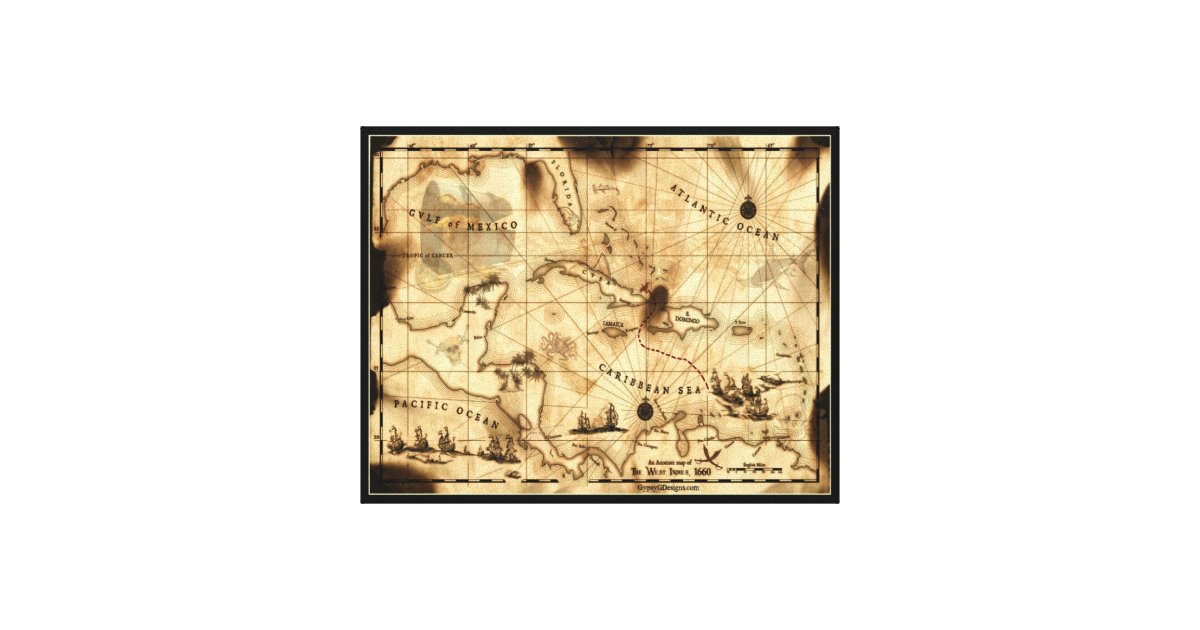 Caribbean Treasure Map Canvas Print | Zazzle