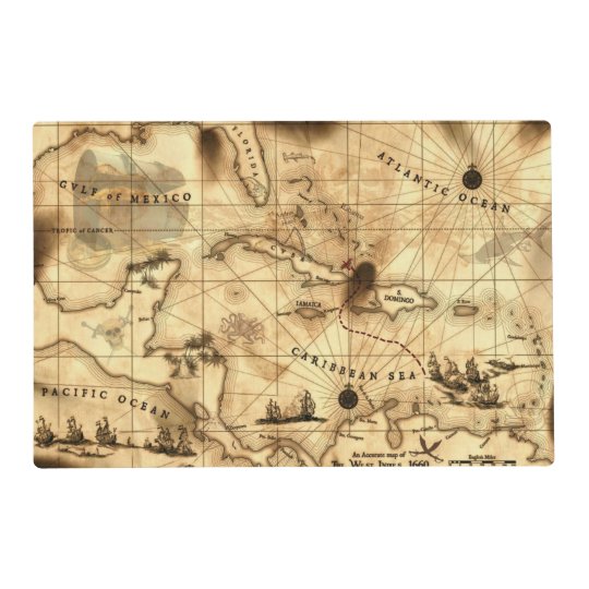 Caribbean Treasure Map Placemat | Zazzle.com