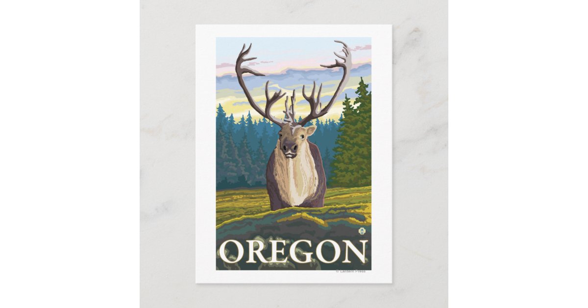 Caribou in the Wild- Vintage Travel Poster Postcard | Zazzle