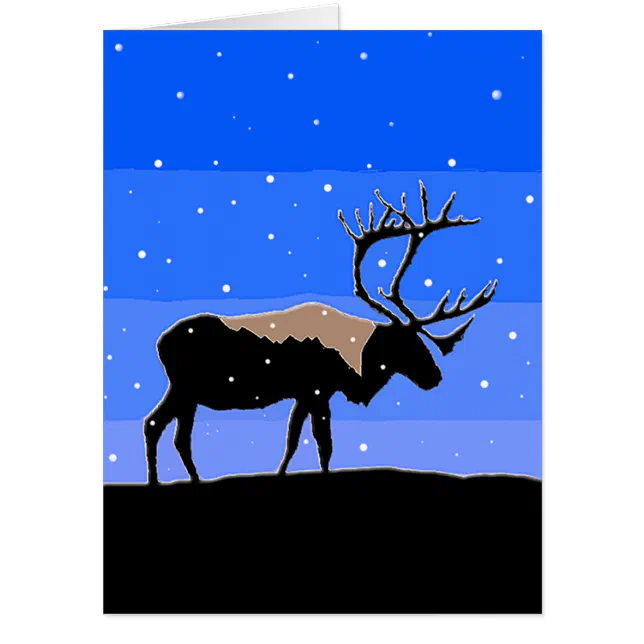 Caribou in Winter - Original Wildlife Art Card | Zazzle