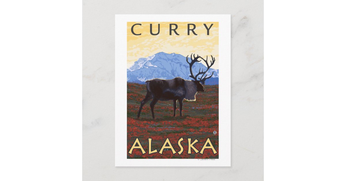 Caribou Scene - Curry, Alaska Postcard | Zazzle